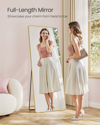 Full Length Mirror, 165 x 60 cm, Rectangle Full Body Mirror with Stand ...
