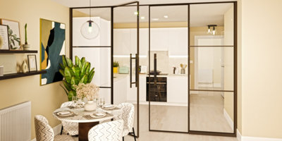 Full Patishon 2m wide self install glazed partition French door set ...