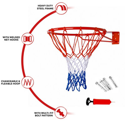 Full Size Basketball Hoop Ring Net Wall Mounted Outdoor Hanging Basket ...