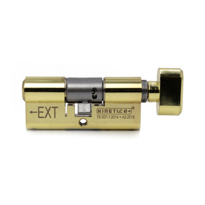 Fullex Kinetica+ K4 3-Star Thumbturn Euro Cylinder - Brass, 40/40 (80mm ...