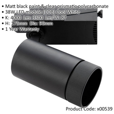 Fully Adjustable Track Spotlight - High Output 38W Cool White LED ...