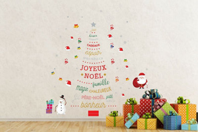 Fun French Quotes Christmas Tree Wall Sticker Set Art Decals Home ...