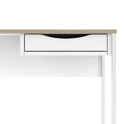 Function Plus Desk White with Oak Trim 1 Drawer (W) 110 X (H) 76.5 X (D ...