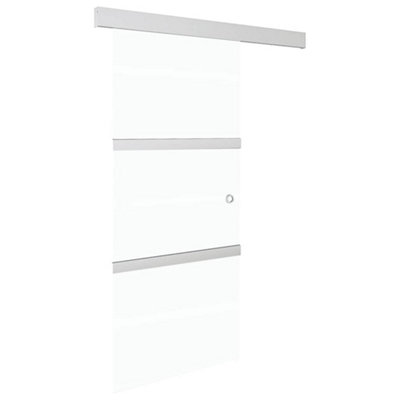 Functional Sliding Door ESG Glass and Aluminium 90x205 cm Silver