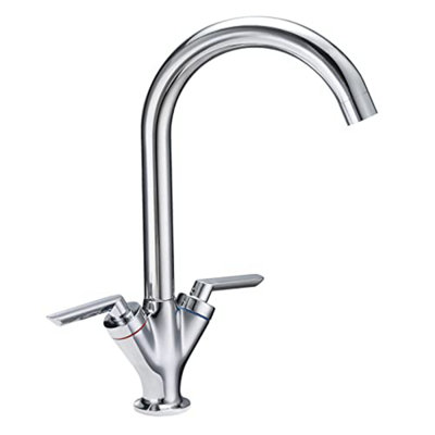 Funime Kitchen Sink Mixer Taps Monobloc Swivel Spout Chrome Brass Dual ...