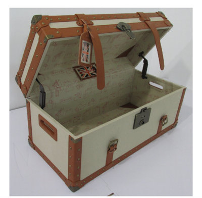 Funky Trunk Vintage Style Canvas Storage Trunk Cream & Tan Large | DIY ...