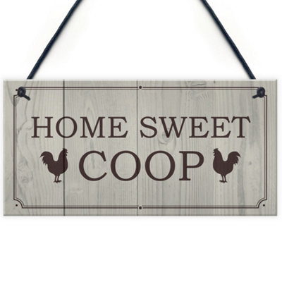 Funny Chicken Sign HOME SWEET COOP Outdoor Garden Sign For Chicken Hens