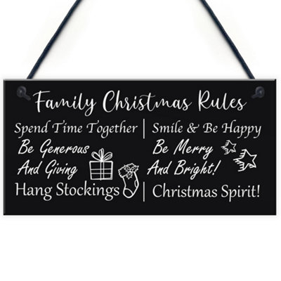 Funny Family Christmas Rules Sign Christmas Decoration Home Decor ...