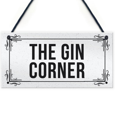 Funny Home Bar Sign The Gin Corner Plaque Garden Shed Bar Sign Gin Gift ...