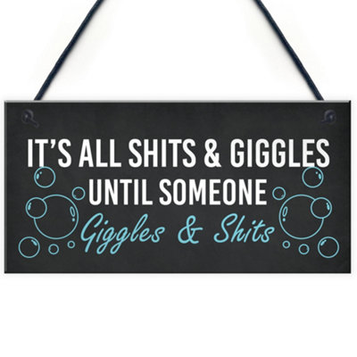 Funny Hot Tub Plaque SH.TS GIGGLES Sign Hanging Garden Summerhouse Sign ...