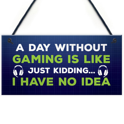 Funny Humour Gaming Sign Hanging Plaque Bedroom Sign Gamer Son Brother ...