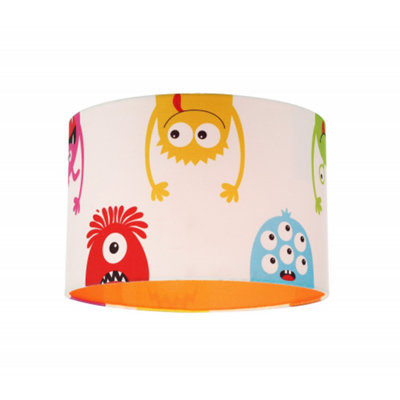 Funny Monsters Children's Lamp Shade with Orange Inner and Multi Colour ...