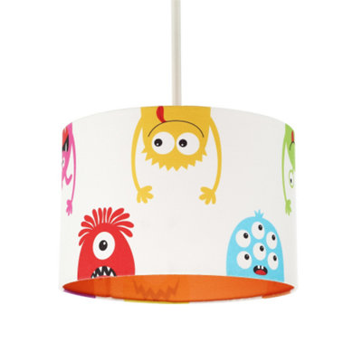 Funny Monsters Children's Lamp Shade with Orange Inner and Multi Colour ...