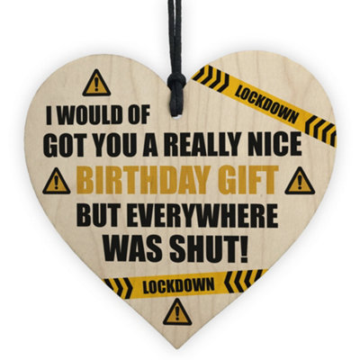 Funny Quarantine Isolation Birthday Gift Wooden Heart Dad Mum Son ...
