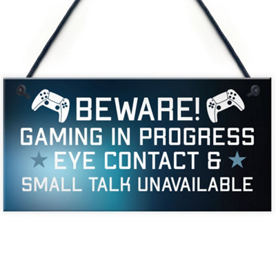 Funny Rude Gaming Sign Christmas Birthday Gift For Son Brother Bedroom ...