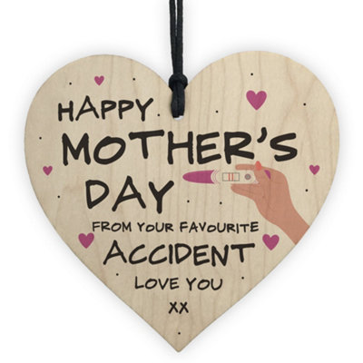 Buy Funny Rude Mothers Day Gift Wood Heart ACCIDENT Joke Gift From ...