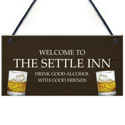 Funny Sign Home Bar Man Cave Sign Pub Hanging Plaque Gin Gift | DIY at B&Q