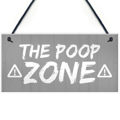 FUNNY Toilet Sign Warning POOP ZONE Bathroom Loo Plaque Shabby Chic ...