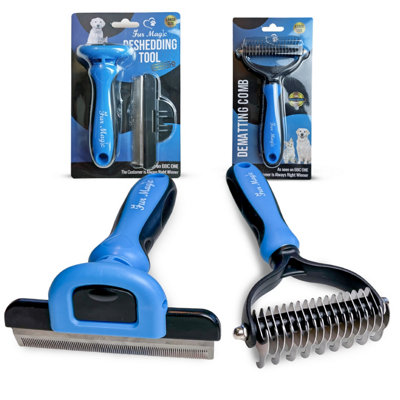 FUR MAGIC DESHEDDING TOOL & DEMATTING COMB - GROOMING BRUSHES FOR DOGS ...