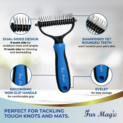 Fur Magic Deshedding Tool & Dematting Comb - Grooming Brushes for Dogs ...