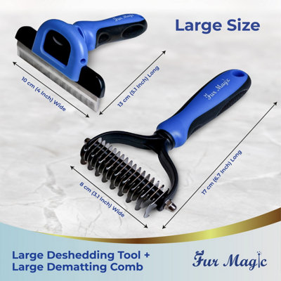 Fur Magic Deshedding Tool & Dematting Comb - Grooming Brushes for Dogs ...