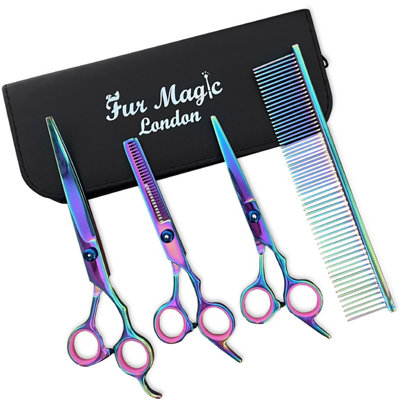 Fur Magic Grooming Scissors Set, 4 Pieces Stainless Steel Grooming ...