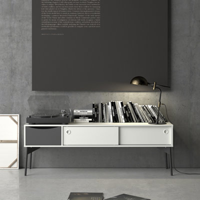 Fur TV-Unit 2 sliding Doors + 1 Drawer