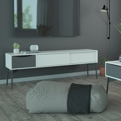 Fur TV-Unit 2 sliding Doors + 1 Drawer