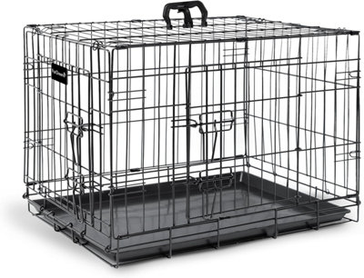 Furdreams 36 Inch Dog Cage Crate Heavy Duty Black Metal Folding Crate ...