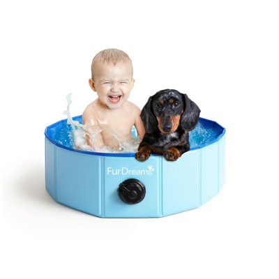 Furdreams Dog Paddling Pool - 60x20 cm, Foldable Dog Swimming Pool ...
