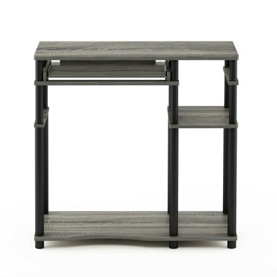 Furinno Abbott Computer Desk with Bookshelf, French Oak Grey/Black
