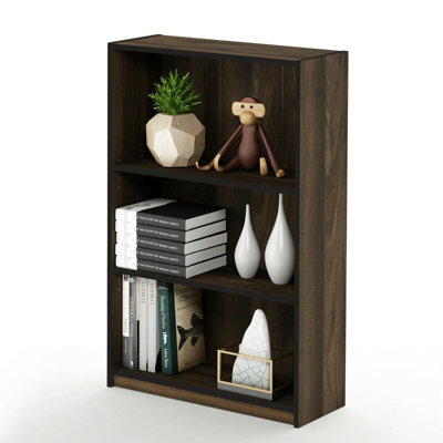 Furinno JAYA Simple Home 3 Tier Adjustable Shelf Bookcase Columbia Walnut