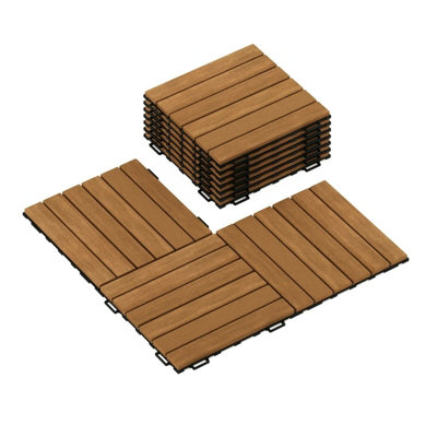Furinno Tioman Outdoor Floor Decking Wood Tile Interlock 10PC/CTN ...