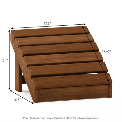 Furinno Tioman Small Hardwood Adirondack Footstool in Teak Oil, Natural