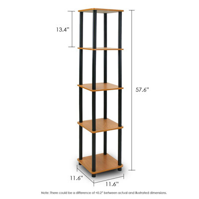Furinno Turn-N-Tube 5-Tier Corner Square Rack Display Shelf, Light ...