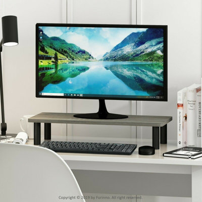 Furinno Turn-N-Tube Monitor Riser Stand, French Oak Grey/Black | DIY at B&Q
