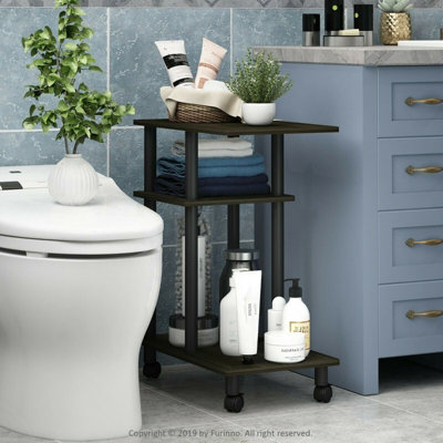 Furinno Turn-N-Tube U Shape Sofa Side Table with Casters, Espresso/Black