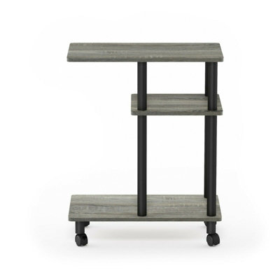 Furinno Turn-N-Tube U Shape Sofa Side Table with Casters, French Oak ...