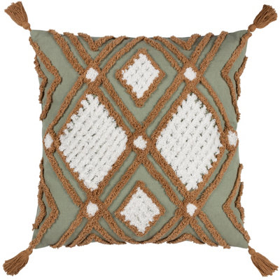 furn. Aquene Tufted Tasselled Cushion Cover | DIY at B&Q