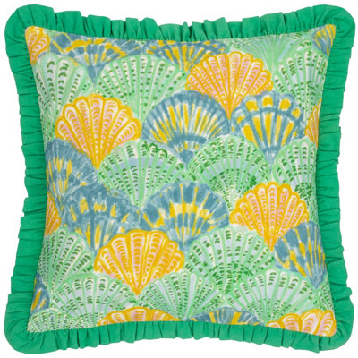 furn. Clam Shells Frilled Feather Rich Cushion