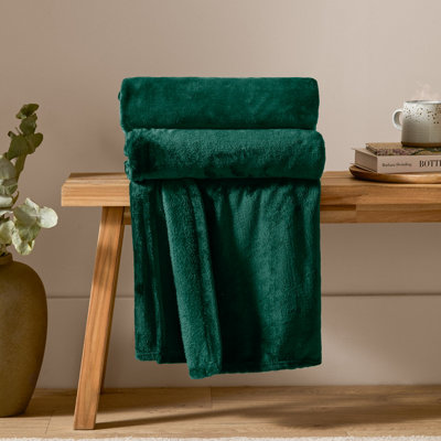 furn. Harrow Fleece Throw Emerald
