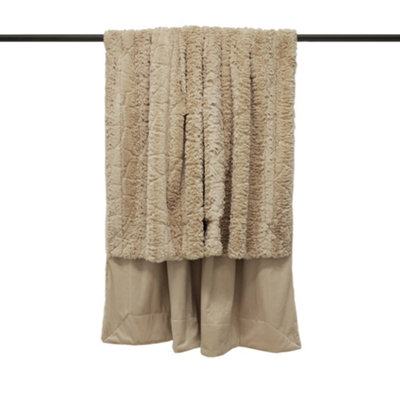 Furn Tundra Throw with Faux Fur Design Natural (One Size)