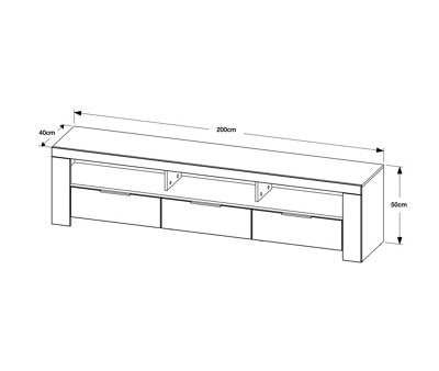 Furneo 200cm White Long TV Stand Unit Cabinet Matt & High Gloss White ...