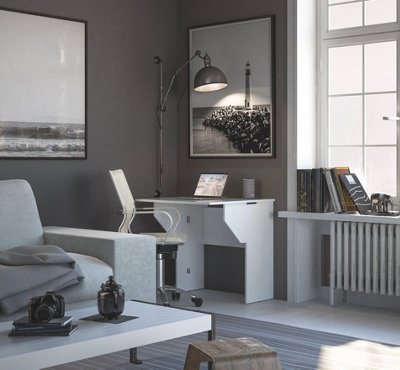 Furneo Folding Table White Wall Hideaway Desk Bingo