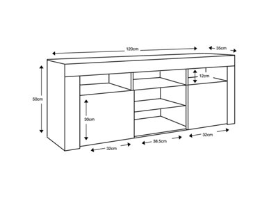 Furneo High Gloss & Matt Grey Living Room Set TV Stand Display Cabinets ...