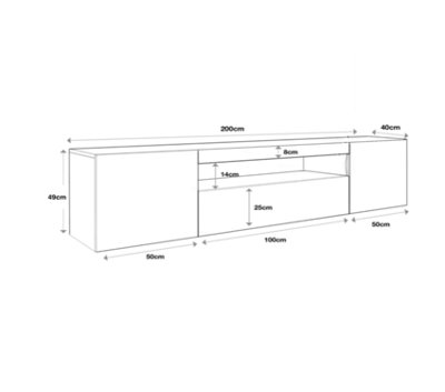 Furneo High Gloss & Matt White Living Room Set TV Stand Display ...