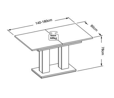 Furneo Modern Dining Table Extendable 140-180cm White Marble & Black Concrete Effect Theo 05