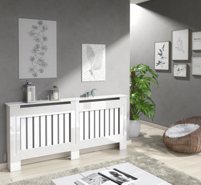Furneo Modern High Gloss White Radiator Cover Extra Large