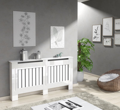Furneo Modern High Gloss White Radiator Cover Large