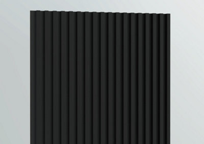 Furneo Wall Slats Decorative Wooden Panels Lamele Black on Black 240cmx88cm